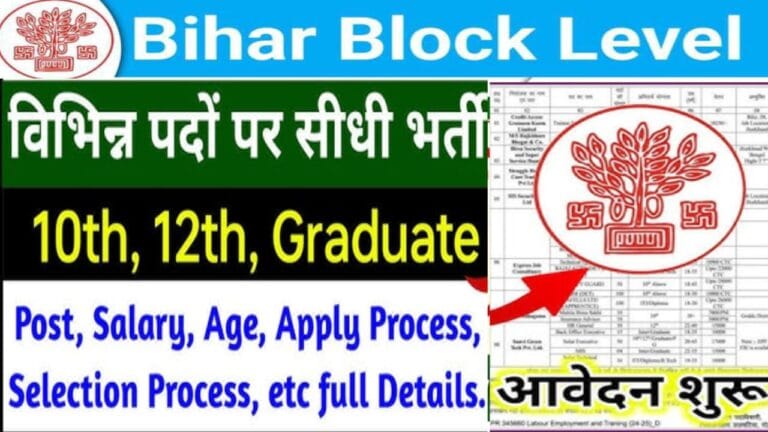 Bihar Block Level Jobs Vacancy 2026 : बिहार ब्लॉक लेवल संविदा आधारित ...